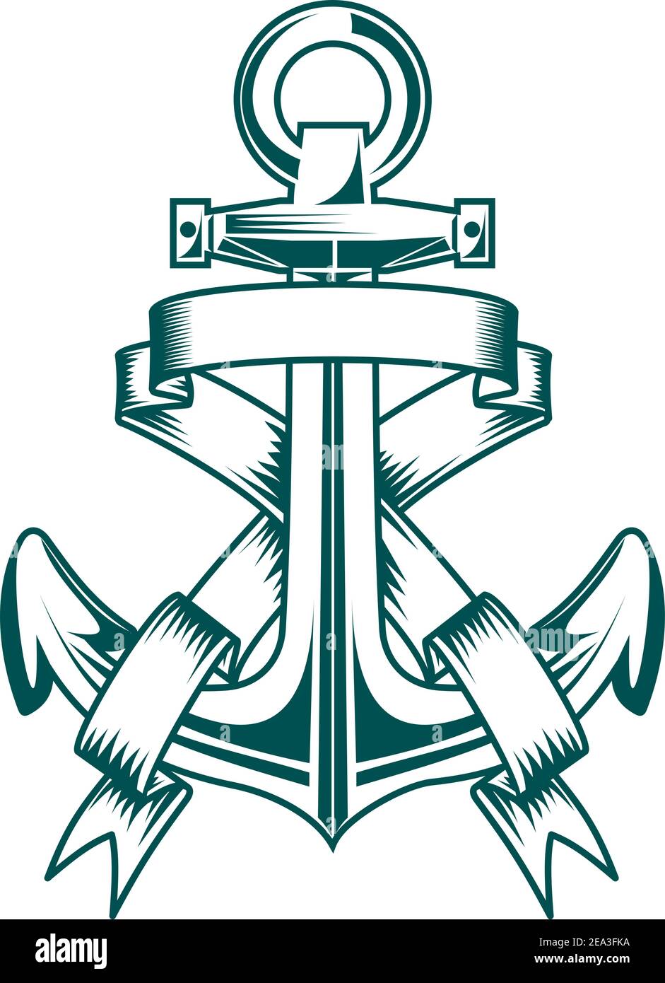 Ancient anchor with ribbons for heraldic design Stock Vector Image ...