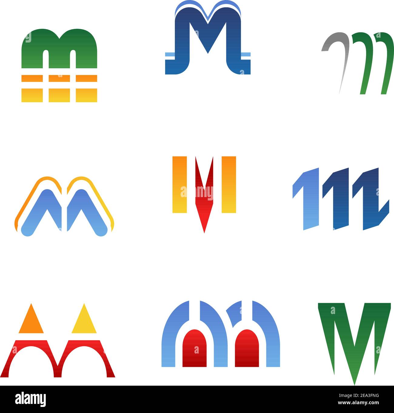 Set of alphabet symbols and elements of letter M Stock Vector Image ...