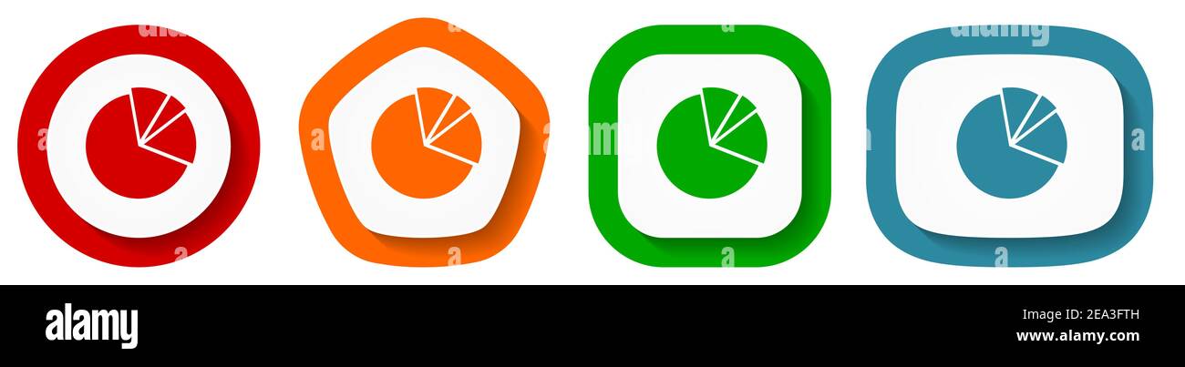 Diagram vector icon set, flat design buttons on white background Stock ...