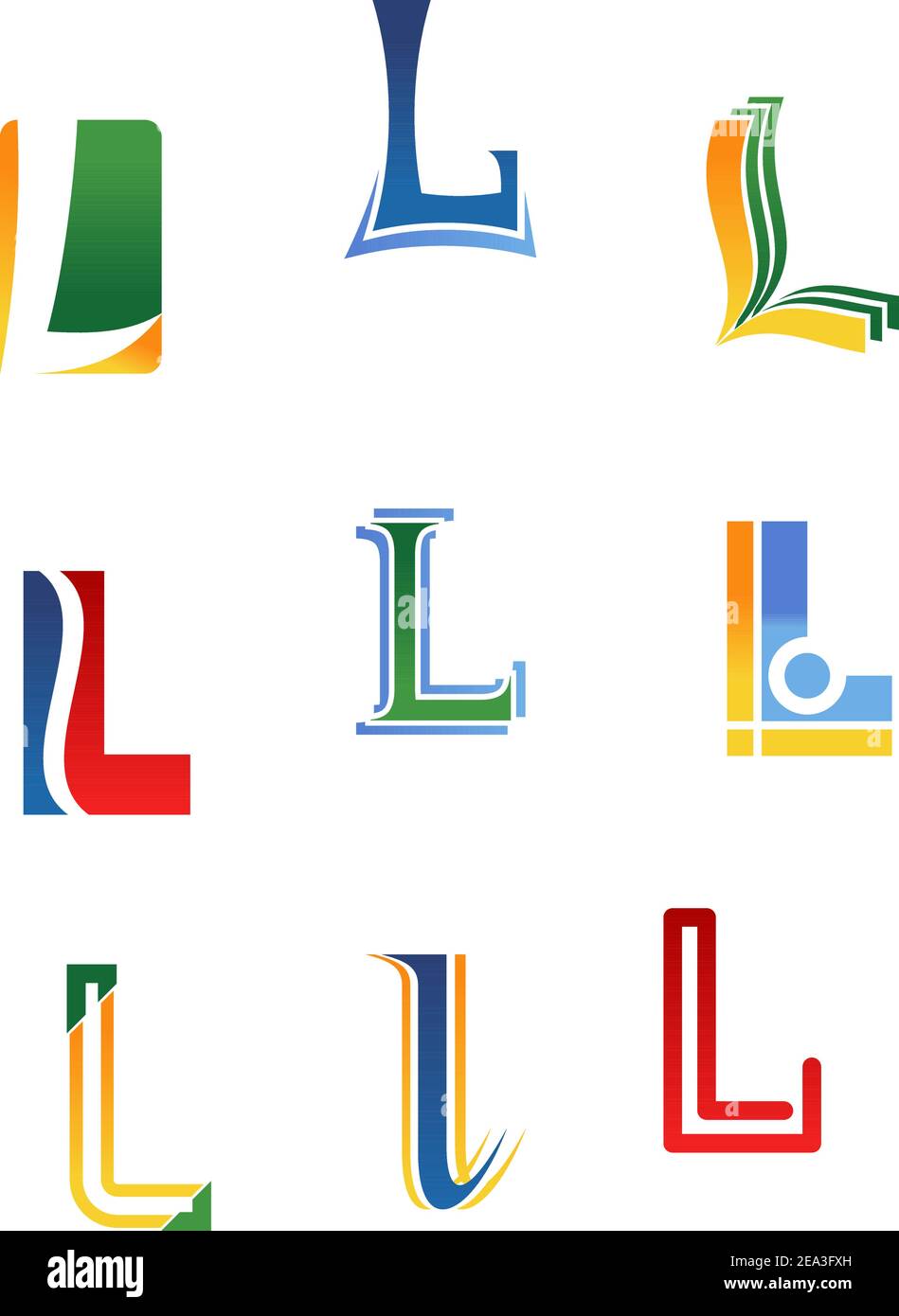 Set of alphabet symbols and elements of letter L Stock Vector Image ...
