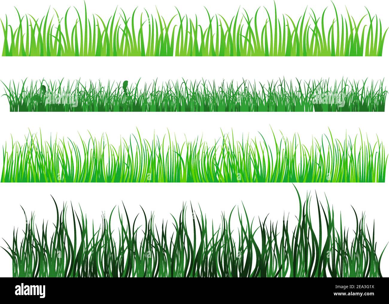 Green grass and field elements isolated on white background Stock ...