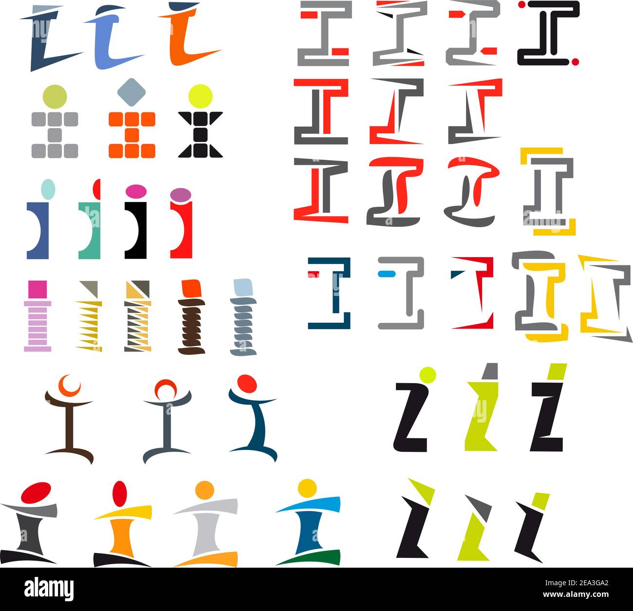 Set of alphabet symbols and elements of letter I Stock Vector Image ...