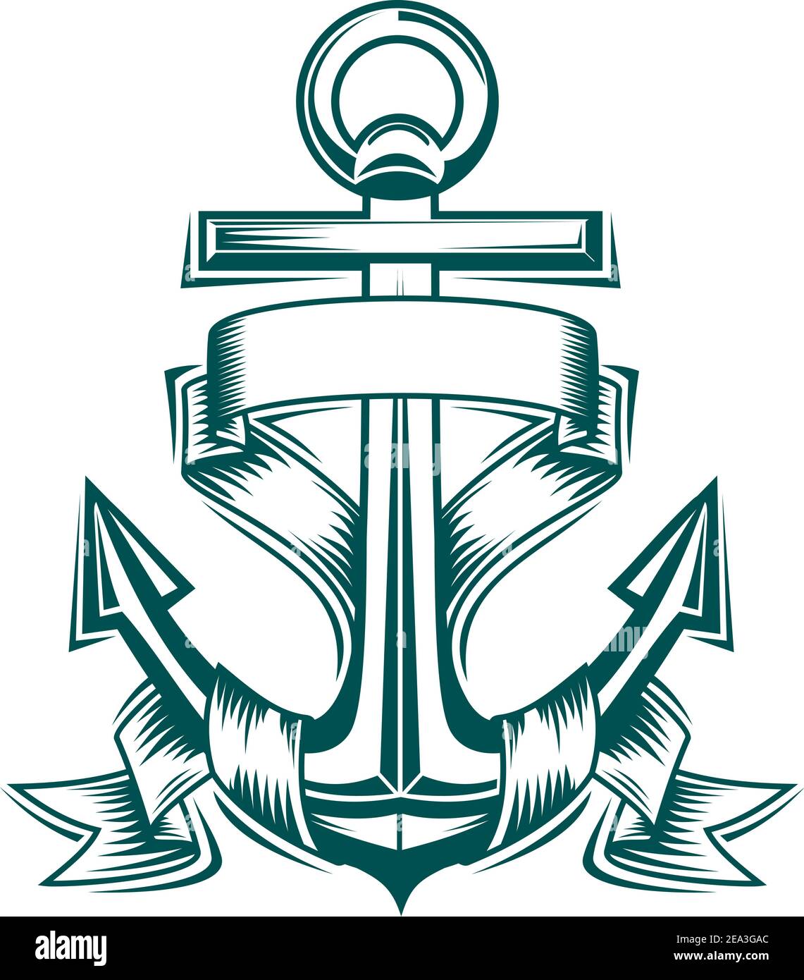 Ancient anchor with ribbons for heraldic design Stock Vector Image ...