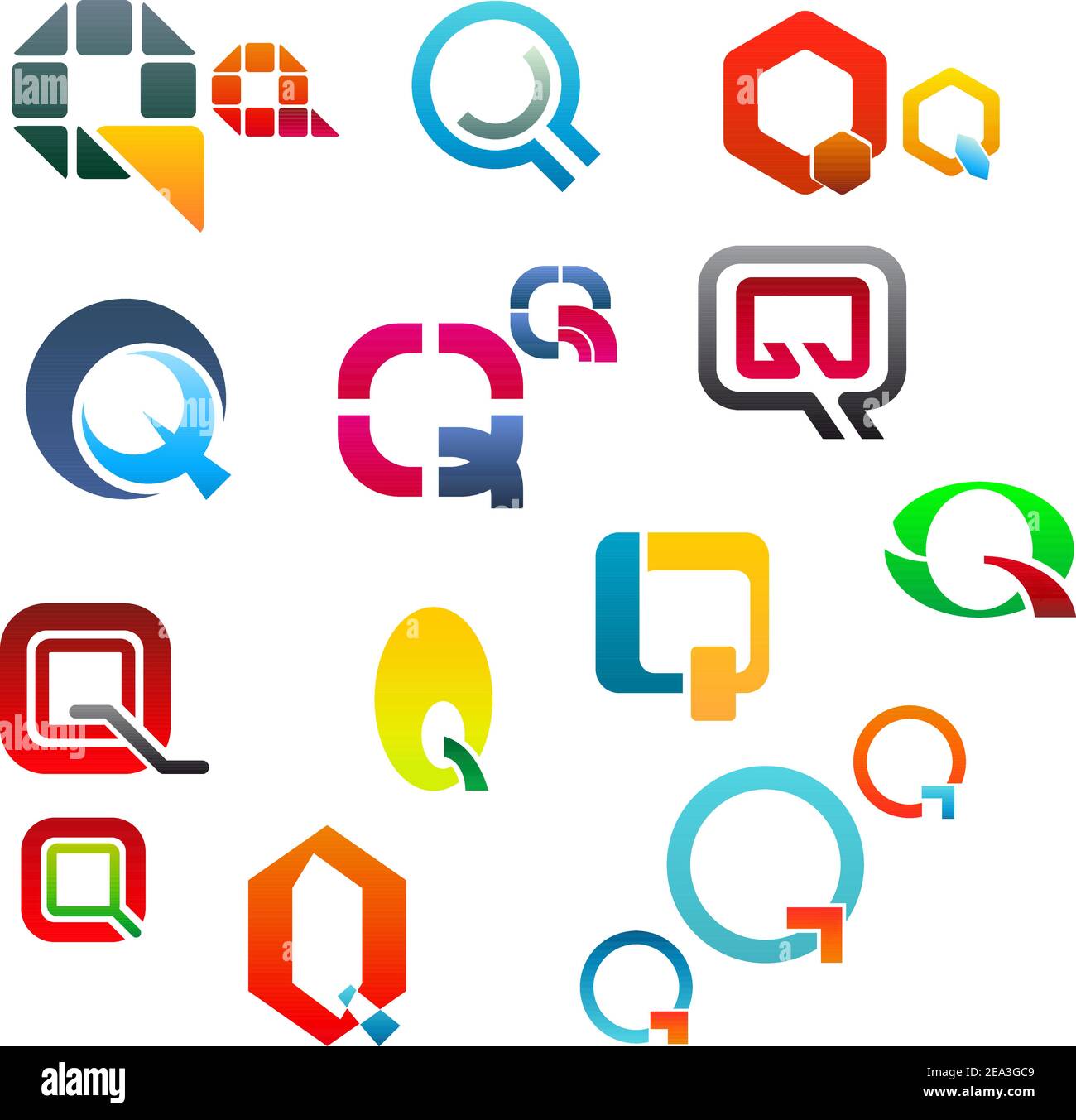 Set of alphabet symbols and elements of letter Q Stock Vector Image ...