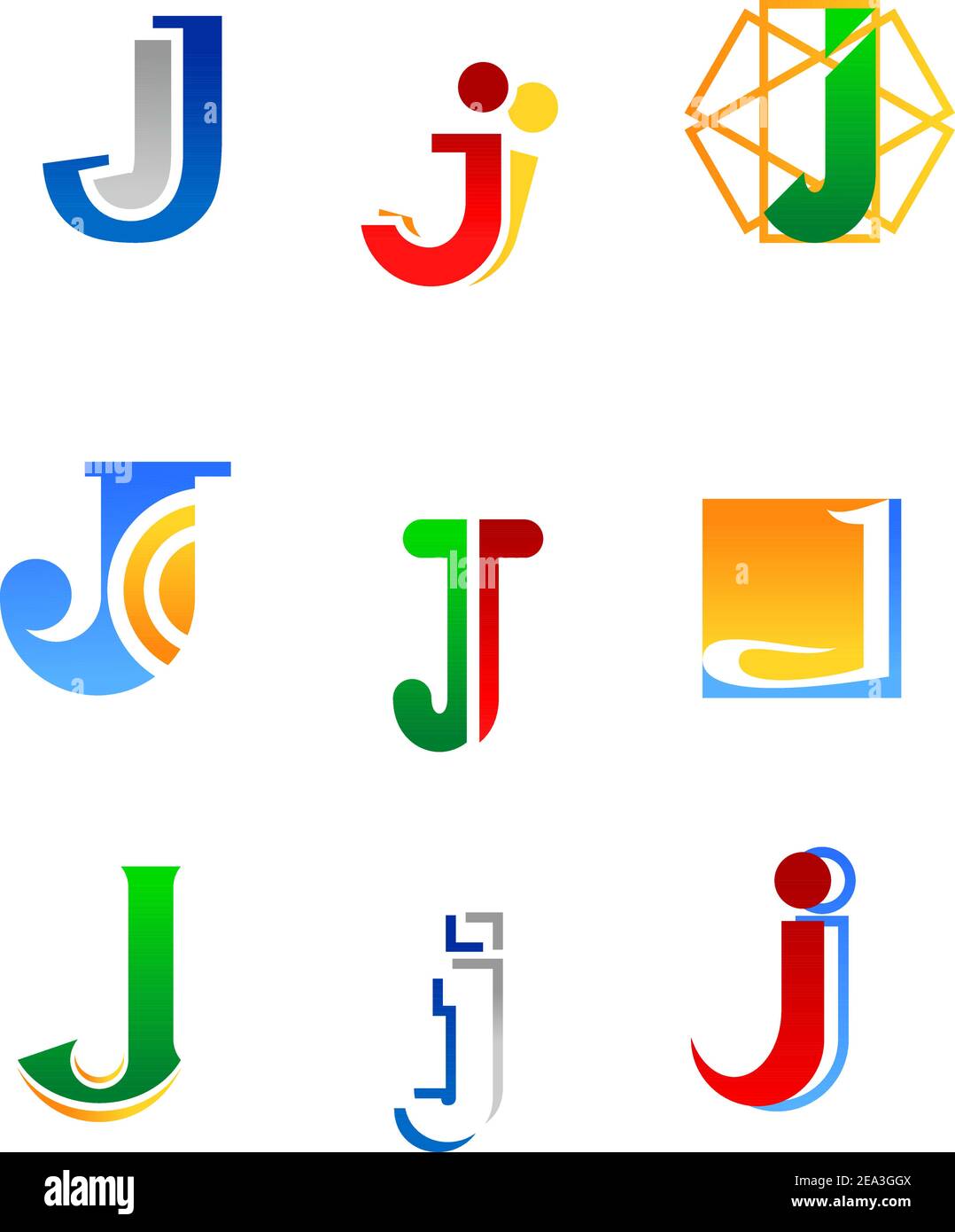 Set of alphabet symbols and elements of letter J Stock Vector Image ...