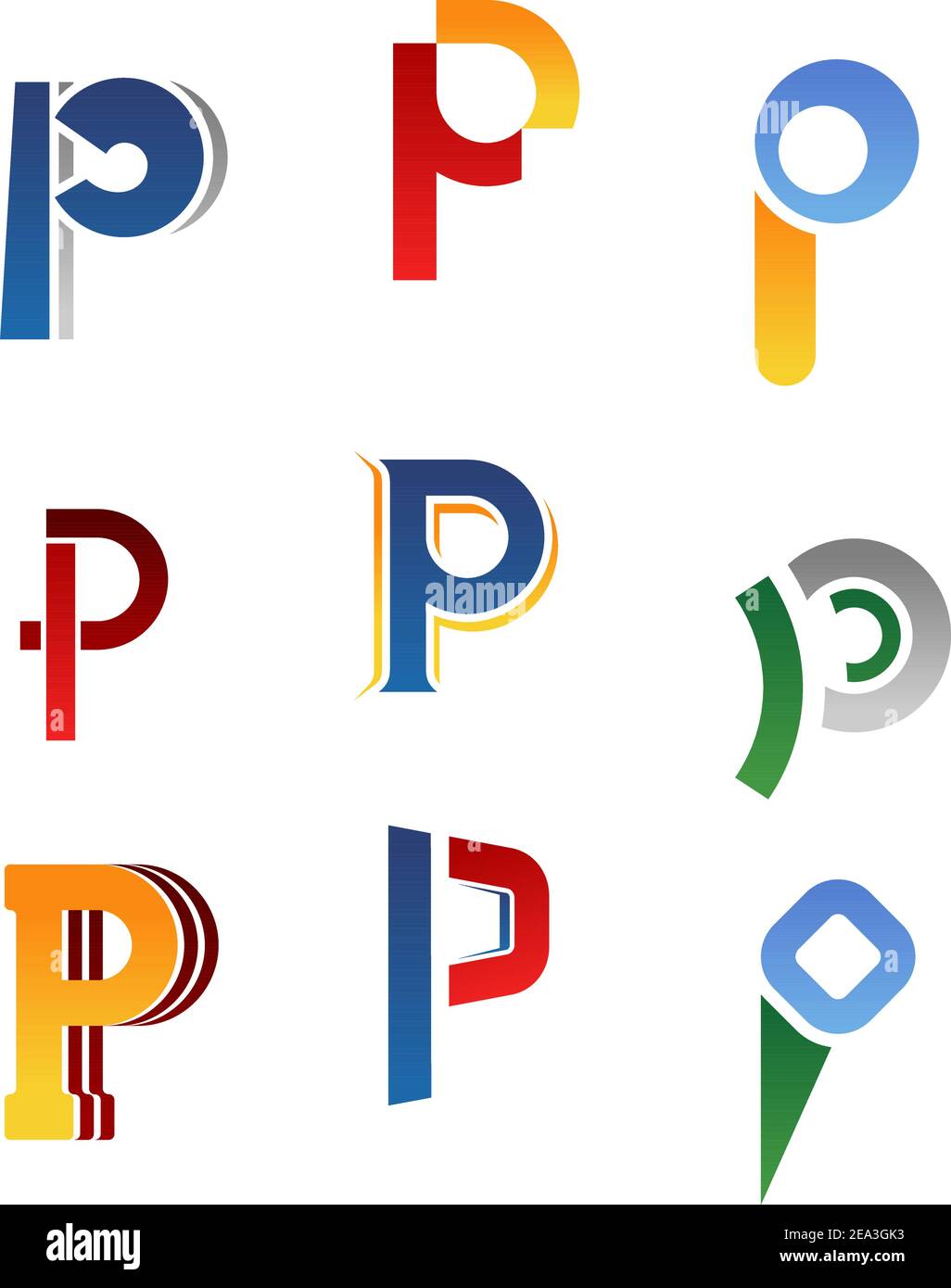 Set of alphabet symbols and elements of letter P Stock Vector Image ...