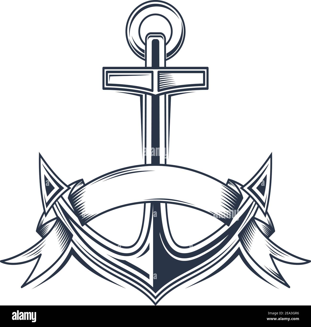 Vintage anchor with ribbons for heraldic design Stock Vector Image ...