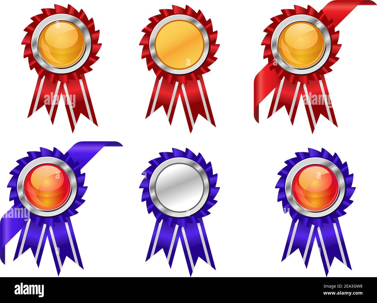 Set of award symbols with ribbons isolated on white background Stock ...