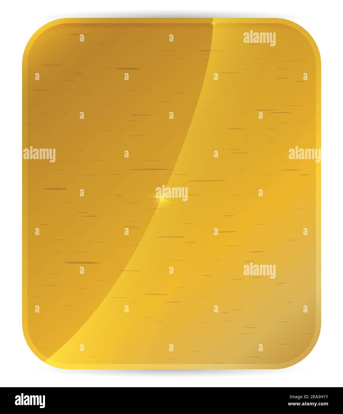 Template of a rounded rectangular medal made with golden polished metal ...