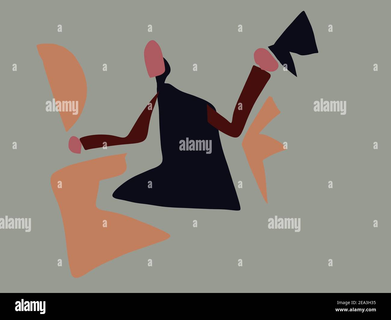 Abstract flat design Human with shapes arround him. Very simple draw ...