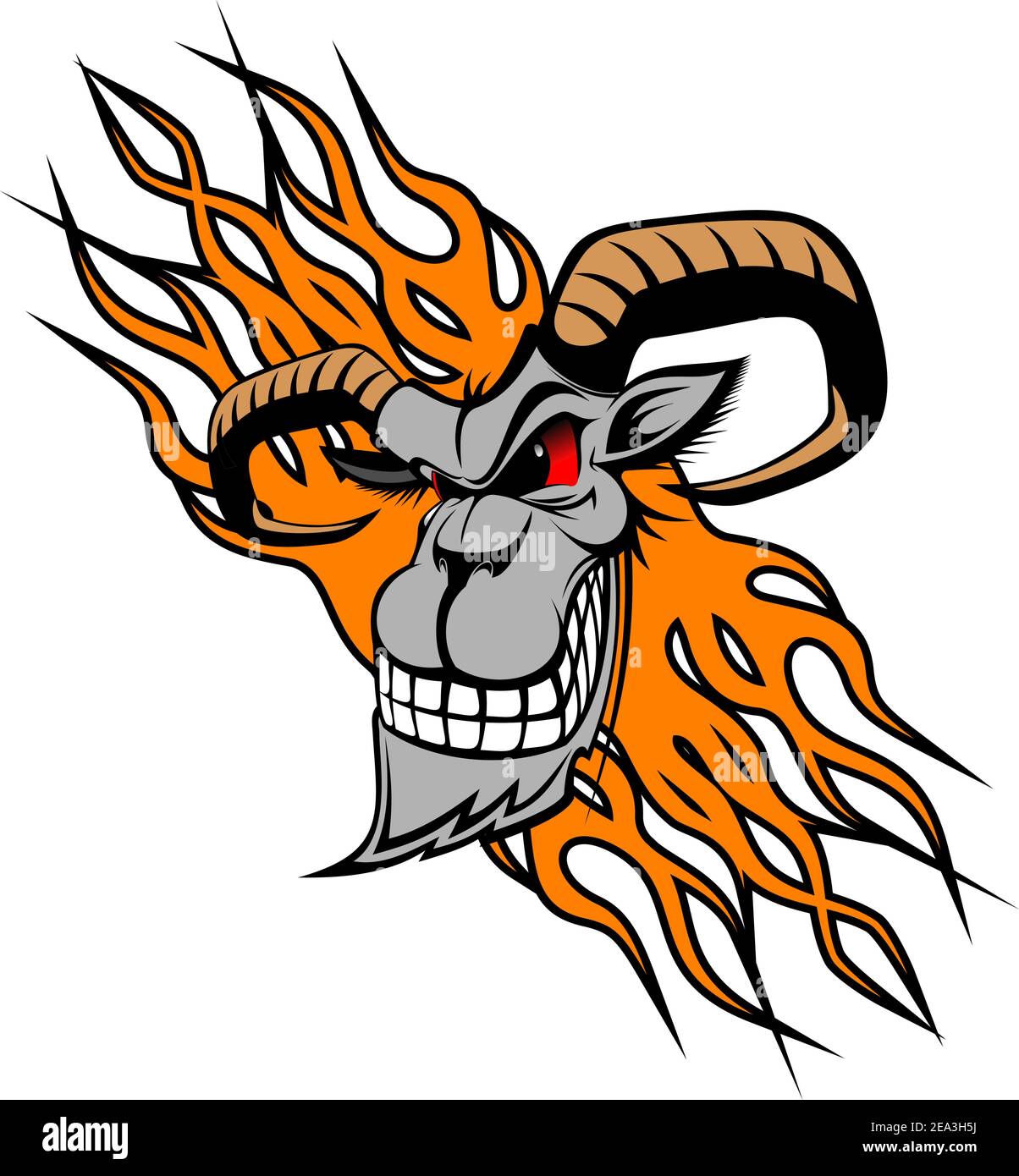 Wild goat with flames as a tattoo or mascot Stock Vector Image & Art ...
