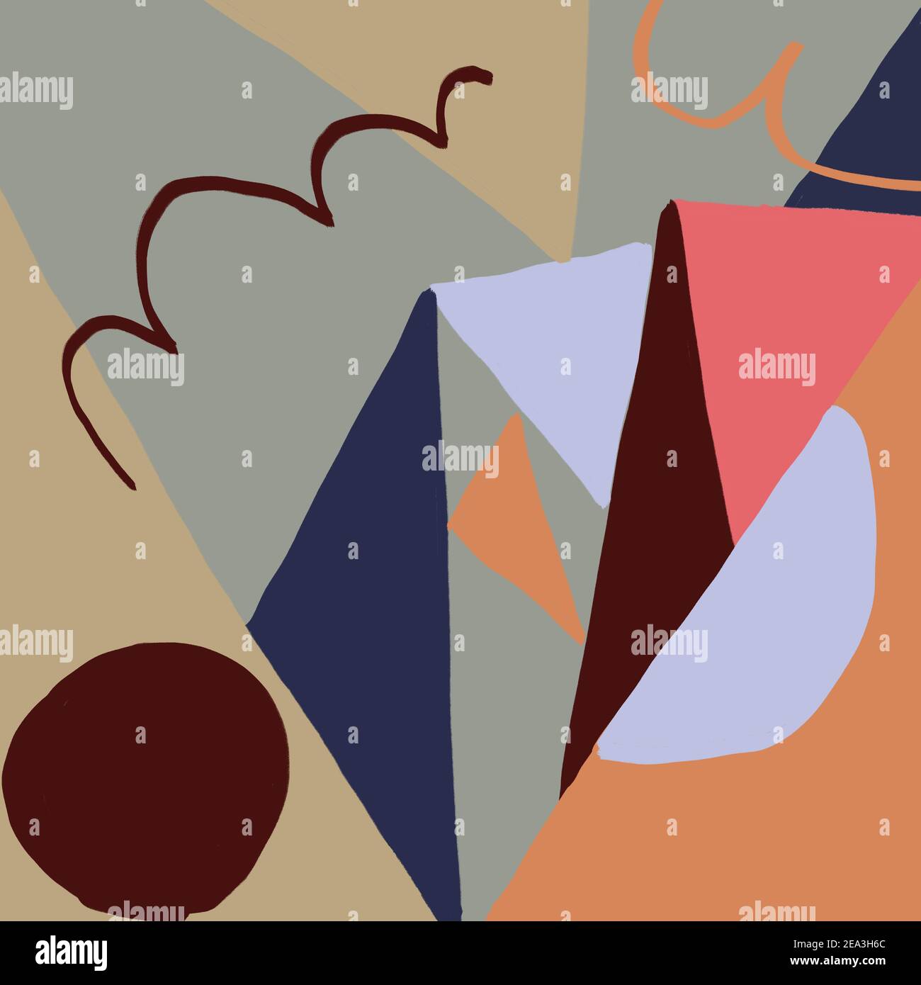 Seamless abstract cubism pattern with simple shapes and line art ...