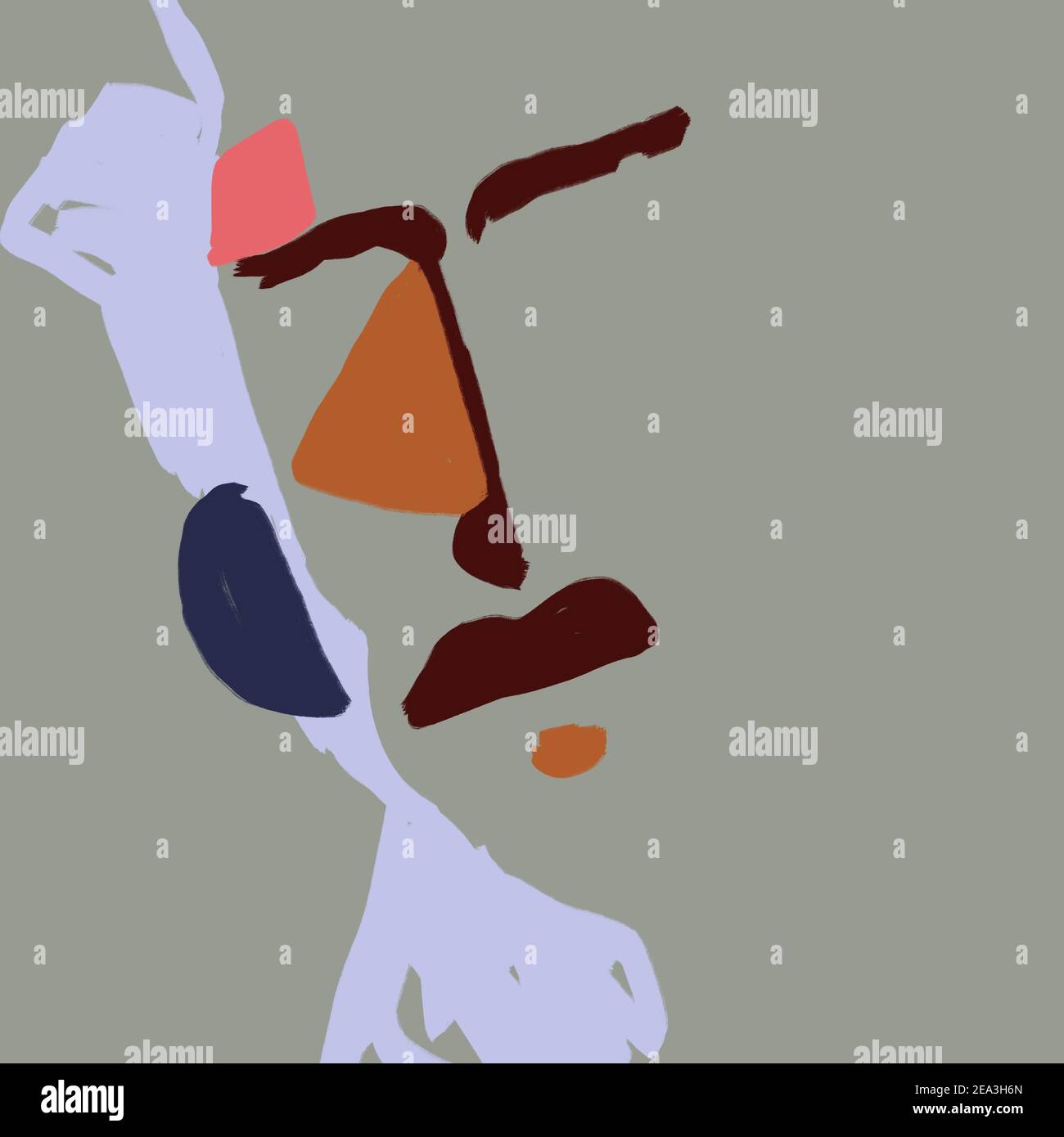 Minimal cubism portrait face . Humanism african art style with cute ...