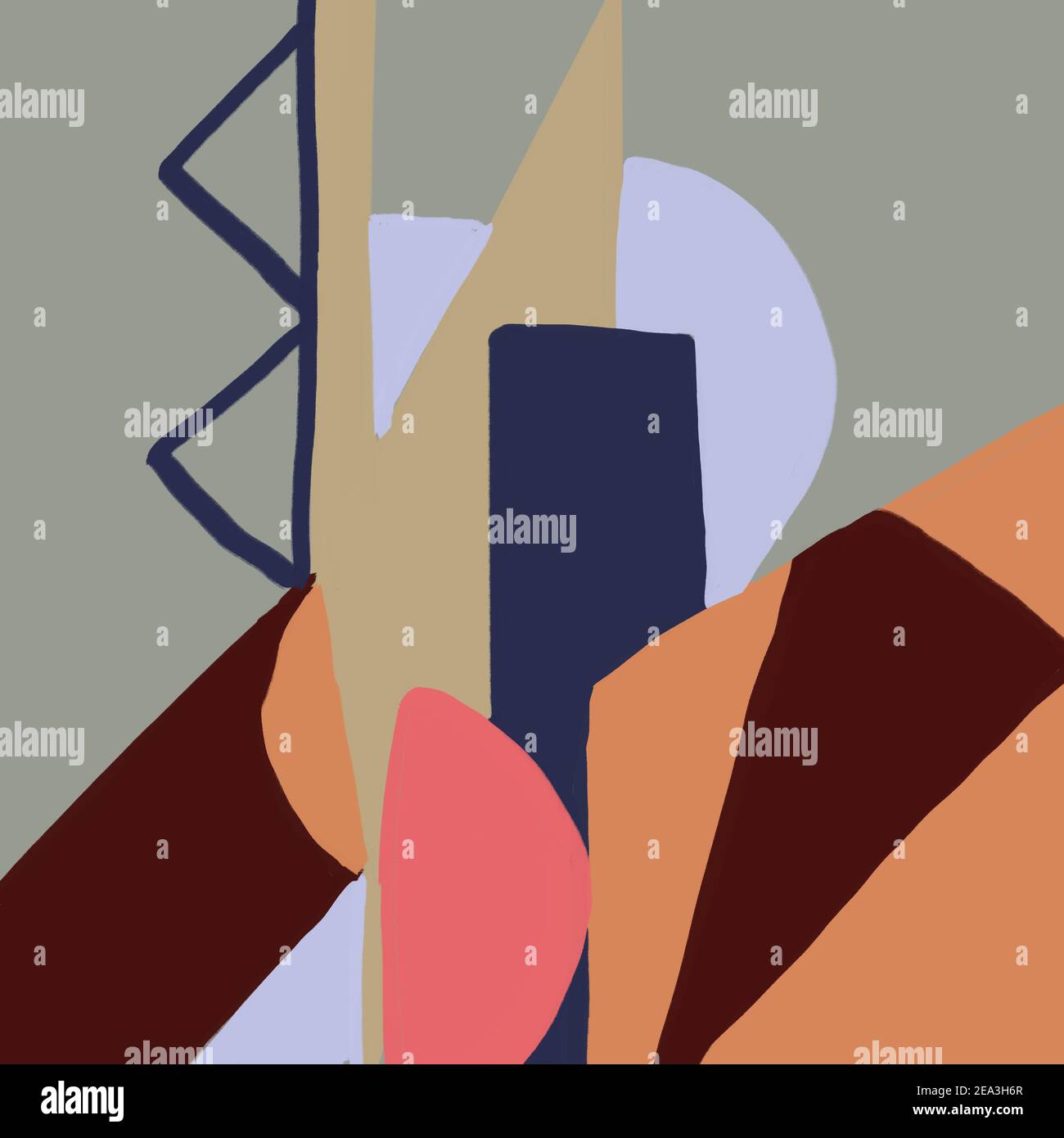 Seamless abstract cubism pattern with simple shapes and line art ...