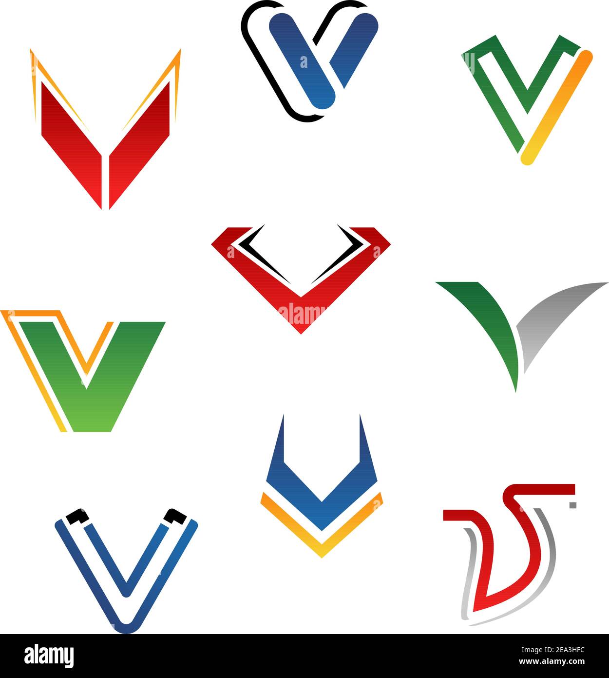 Set of alphabet symbols and elements of letter V Stock Vector Image ...