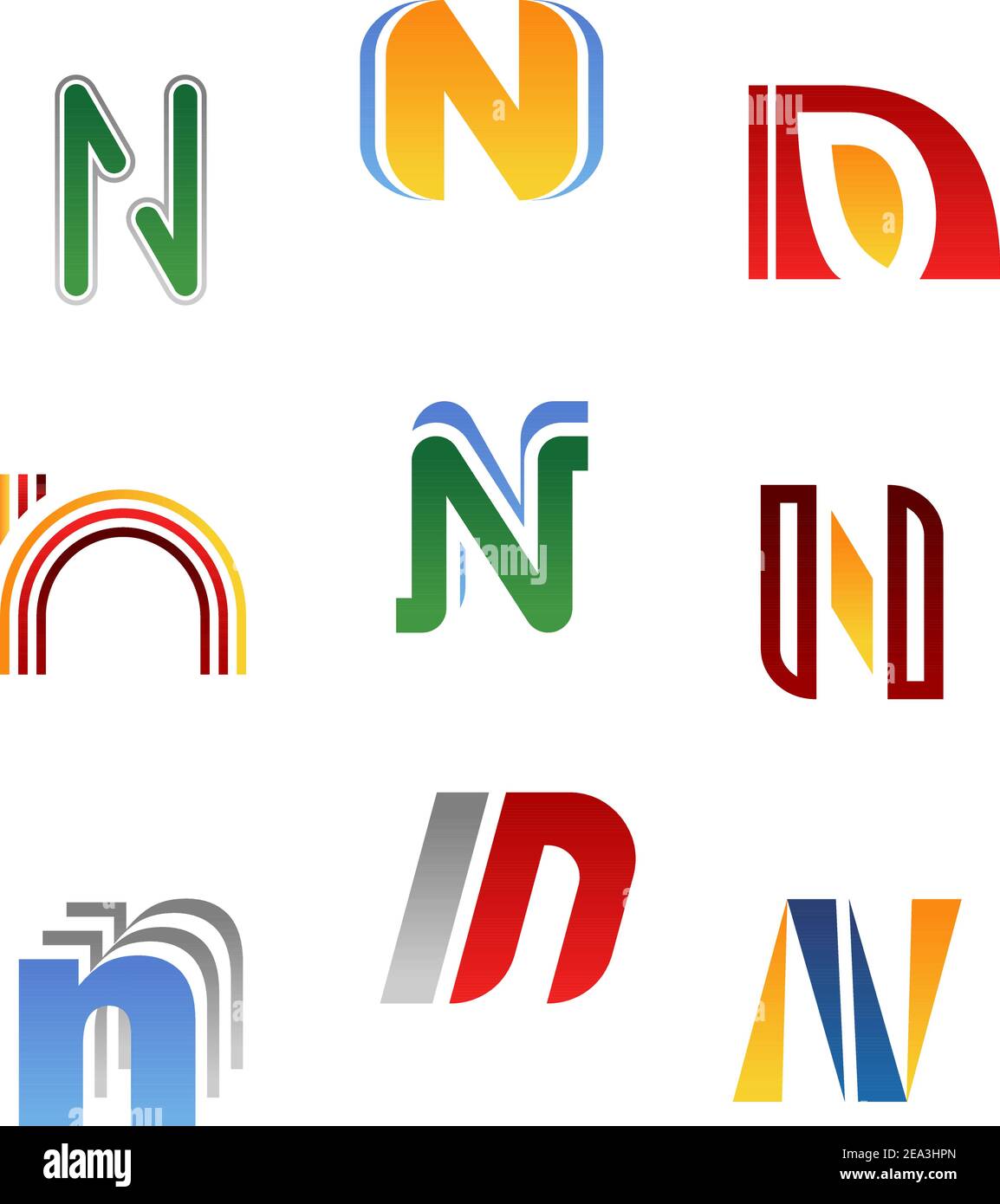 Set of alphabet symbols and elements of letter N Stock Vector Image ...