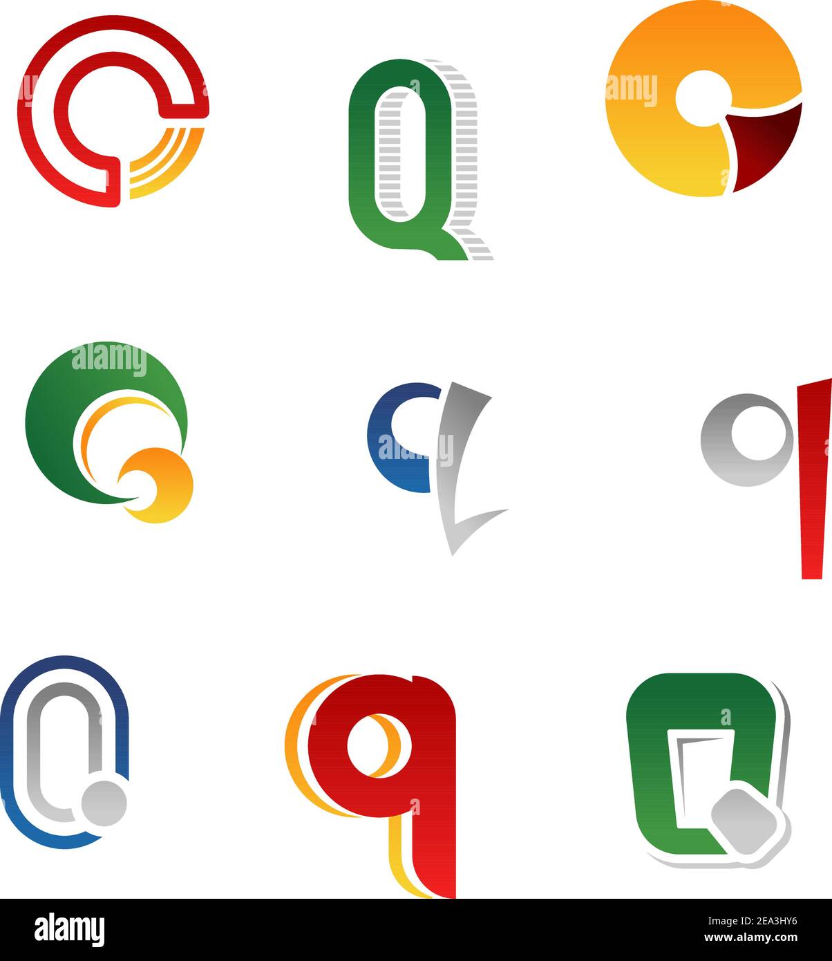 Set of alphabet symbols and elements of letter Q Stock Vector Image ...