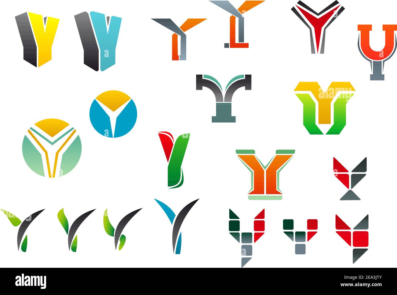 Set of alphabet symbols and elements of letter Y Stock Vector Image ...