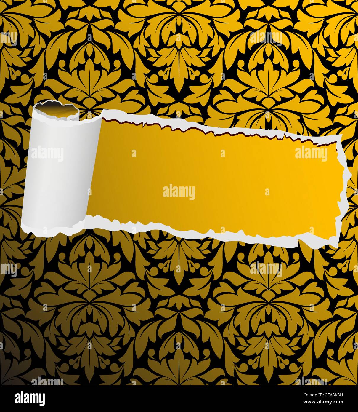 Damask seamless background with torn element for design Stock Vector ...