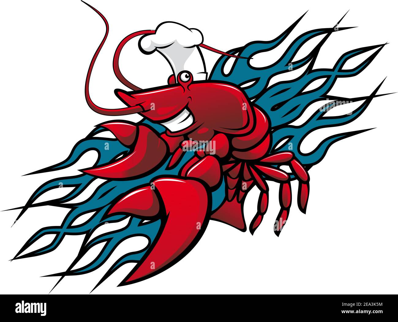 Smiling red prawn in cartoon style for tattoo design Stock Vector Image ...