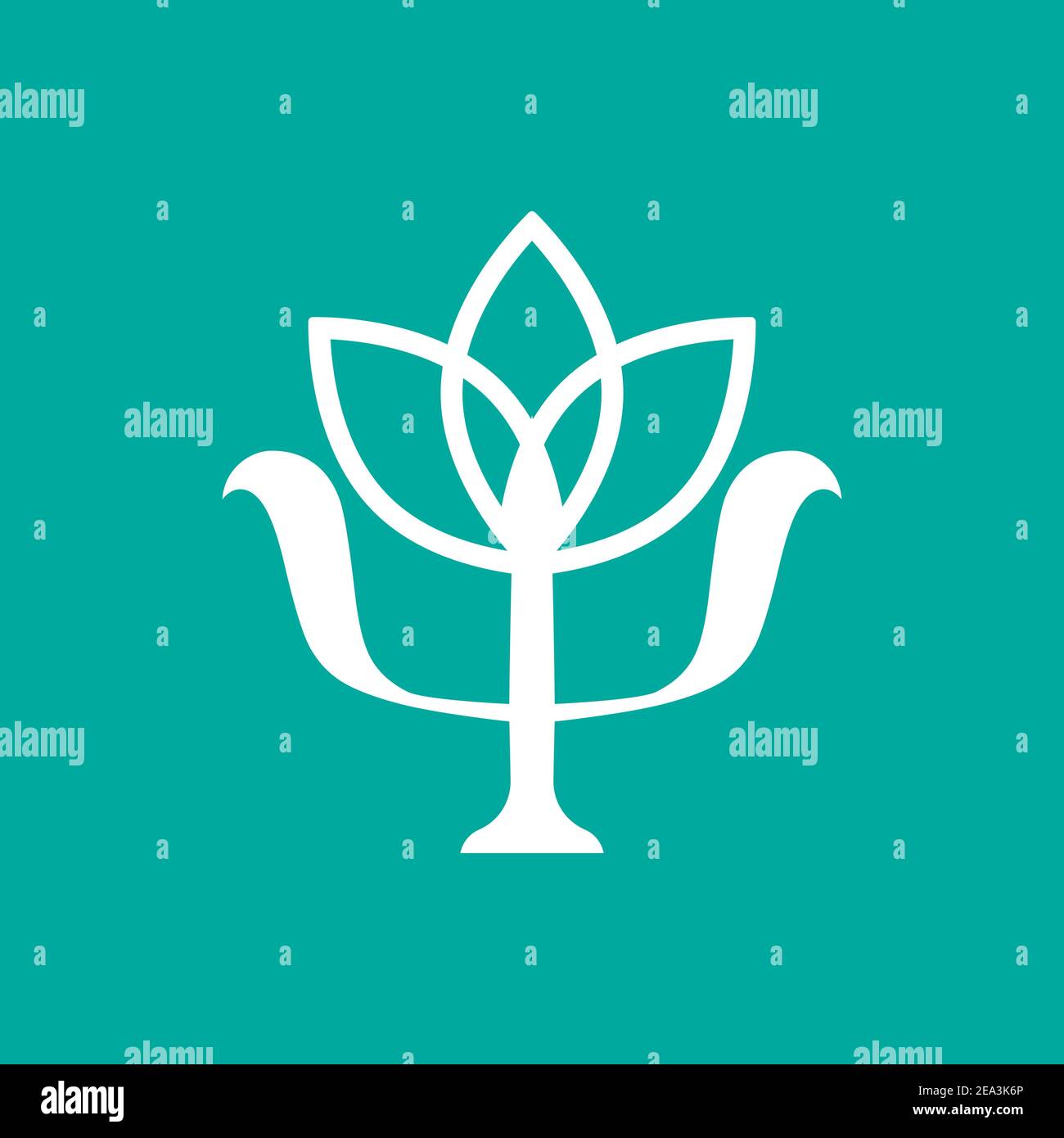 psychology blooming symbol. Green Greek letter Psi with lotus flower ...