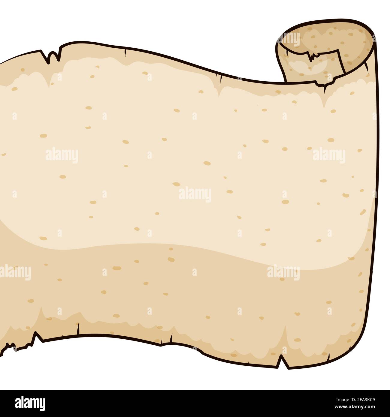 Empty ancient scroll template appearing from left side in cartoon style ...