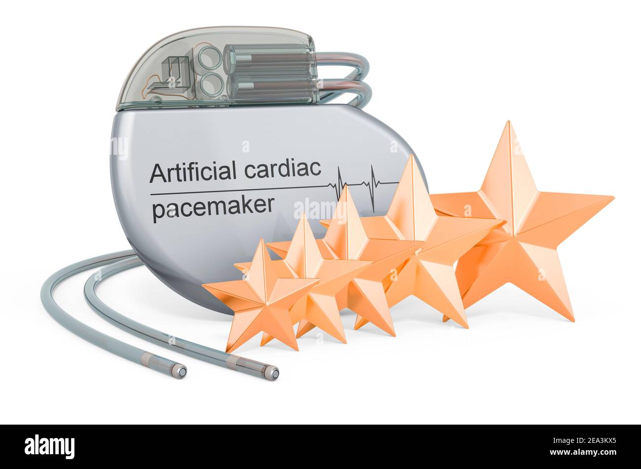 Customer rating of artificial cardiac pacemaker. 3D rendering isolated ...