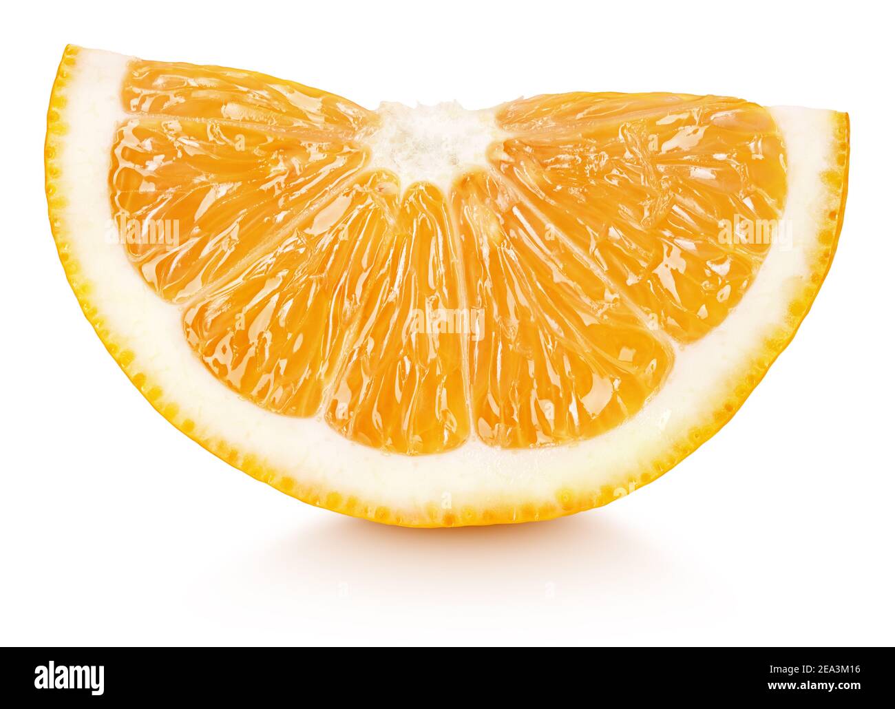 Ripe wedge of orange citrus fruit isolated on white background. Orange ...