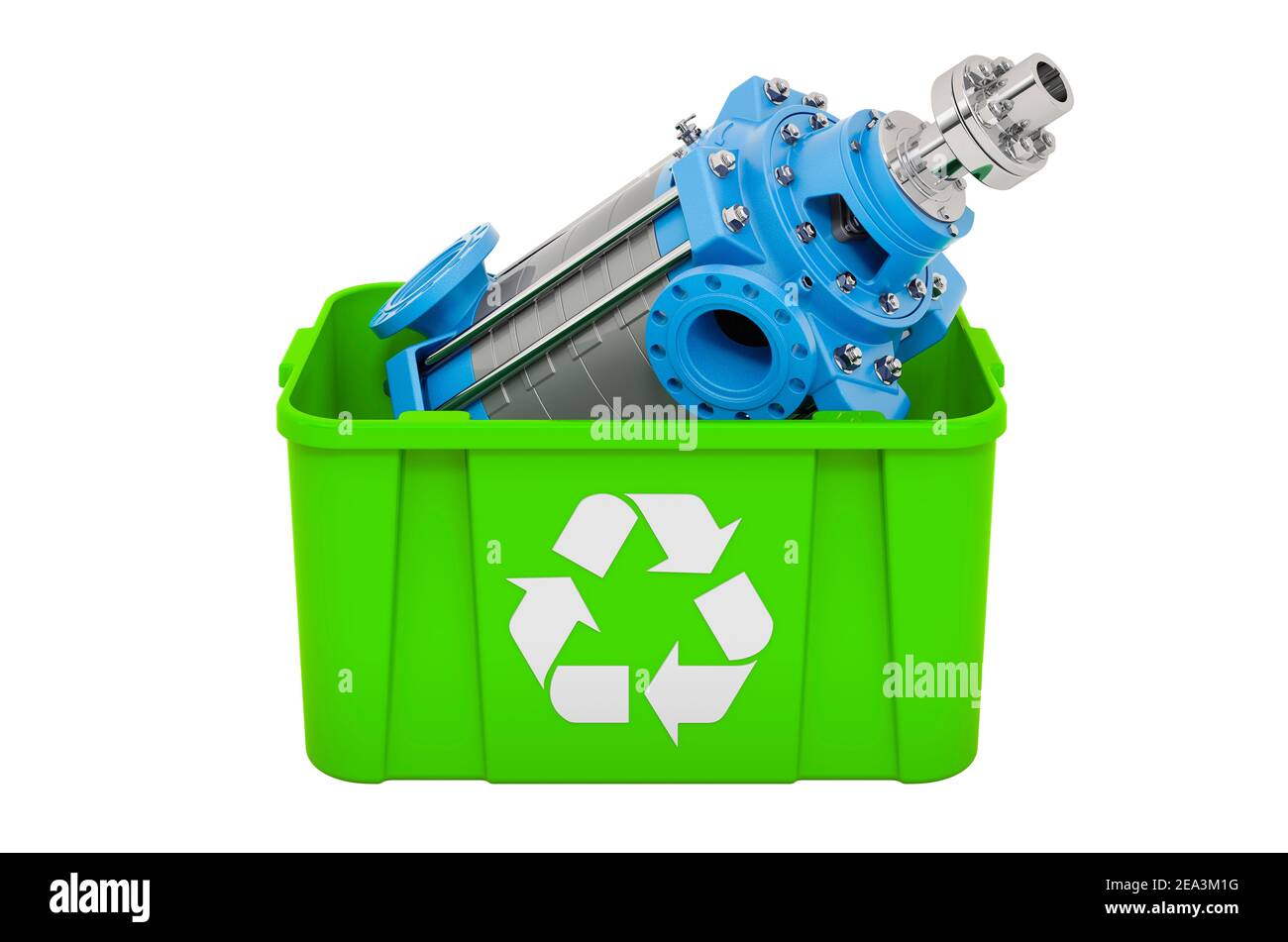 Recycling trashcan with electric centrifugal pump, 3D rendering ...