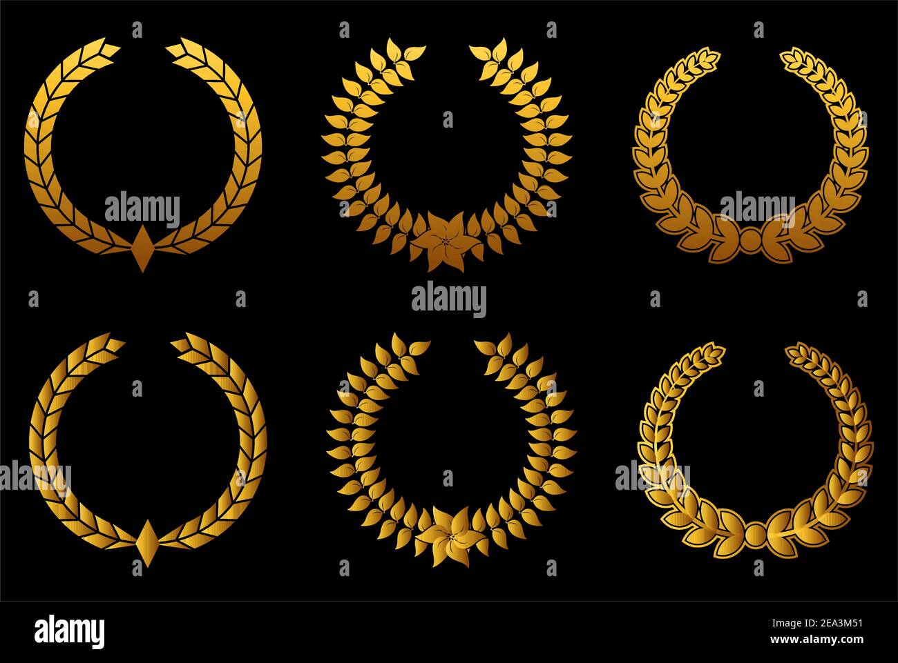 Set of golden laurel wreaths for badge or label design Stock Vector ...