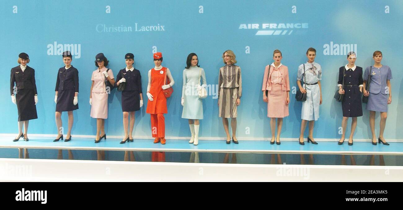 Some Air France's old uniforms are presented during the presentation of ...