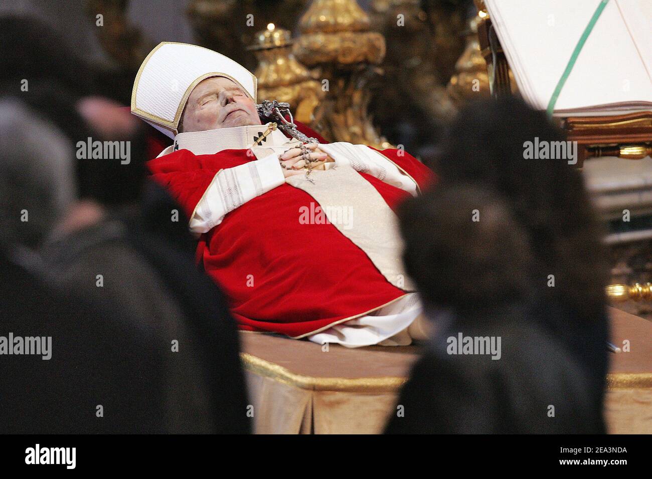 Pope John Paul II's body is lying in state in St. Peter's Basilica at ...