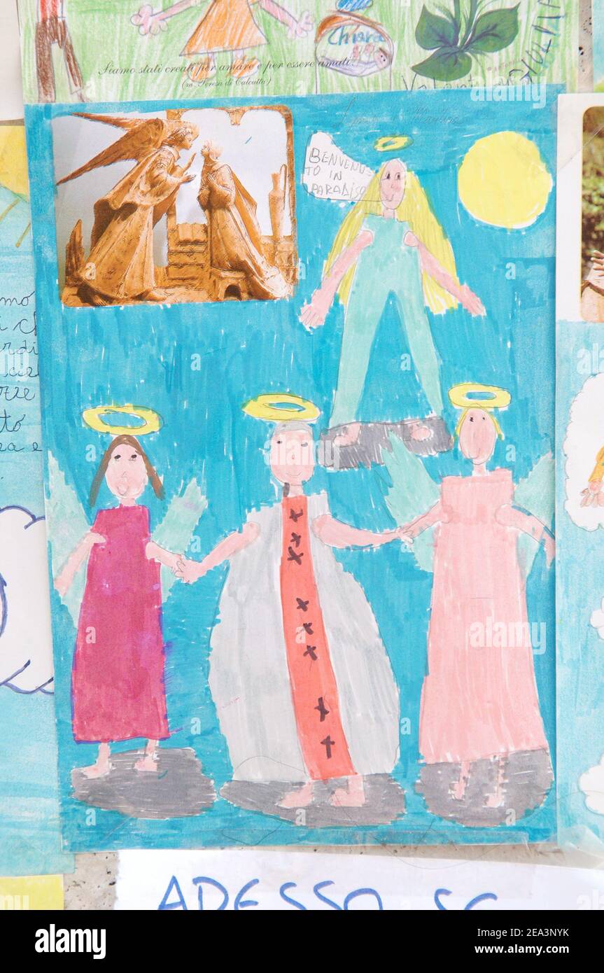 Numerous children drawings are displayed around St Peter's Square to ...