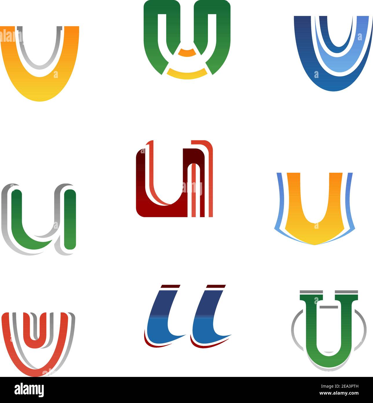 Set of alphabet symbols and elements of letter U Stock Vector Image ...