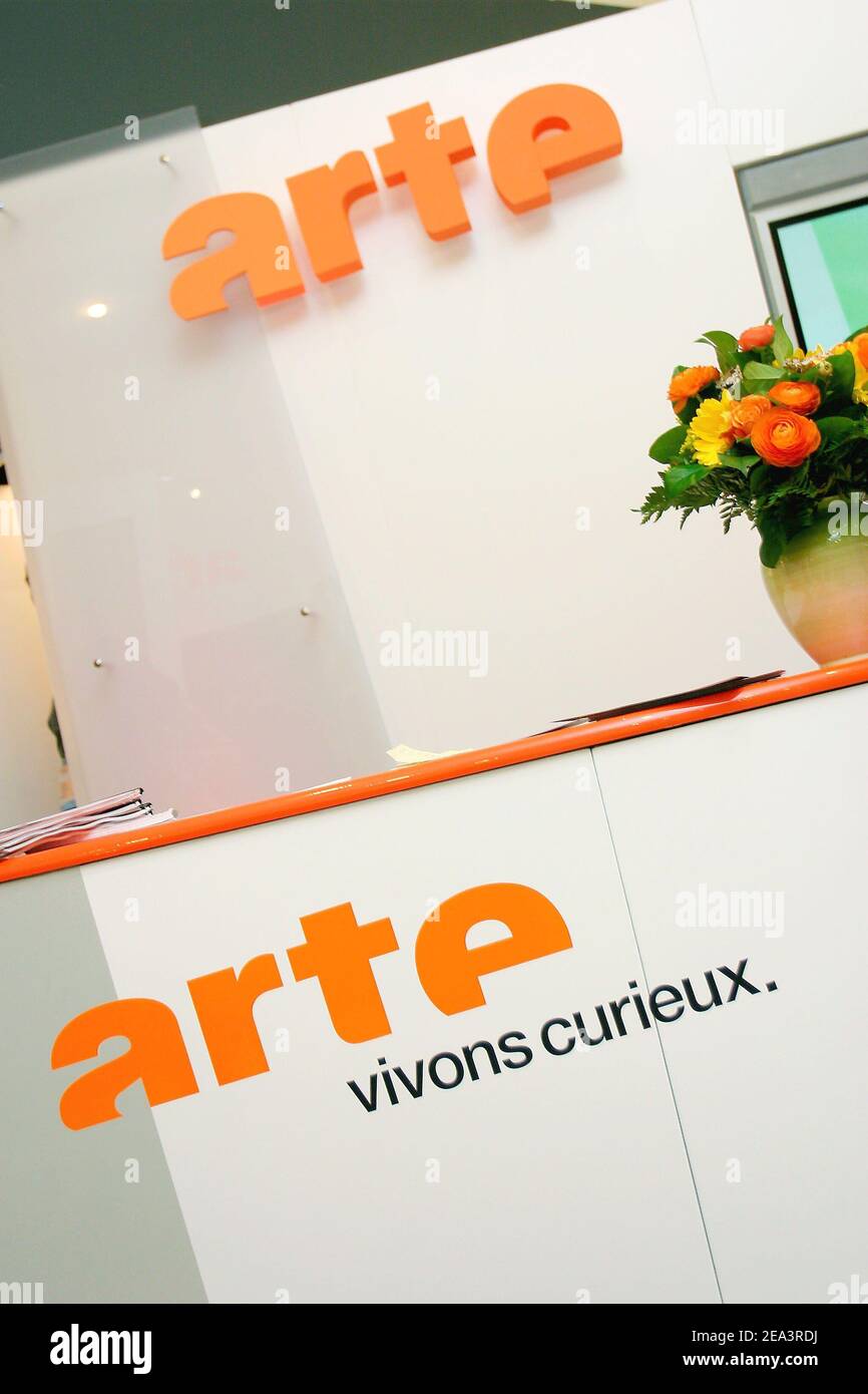 TV channel Arte stand at MIPTV inside the Palais des Festivals in ...