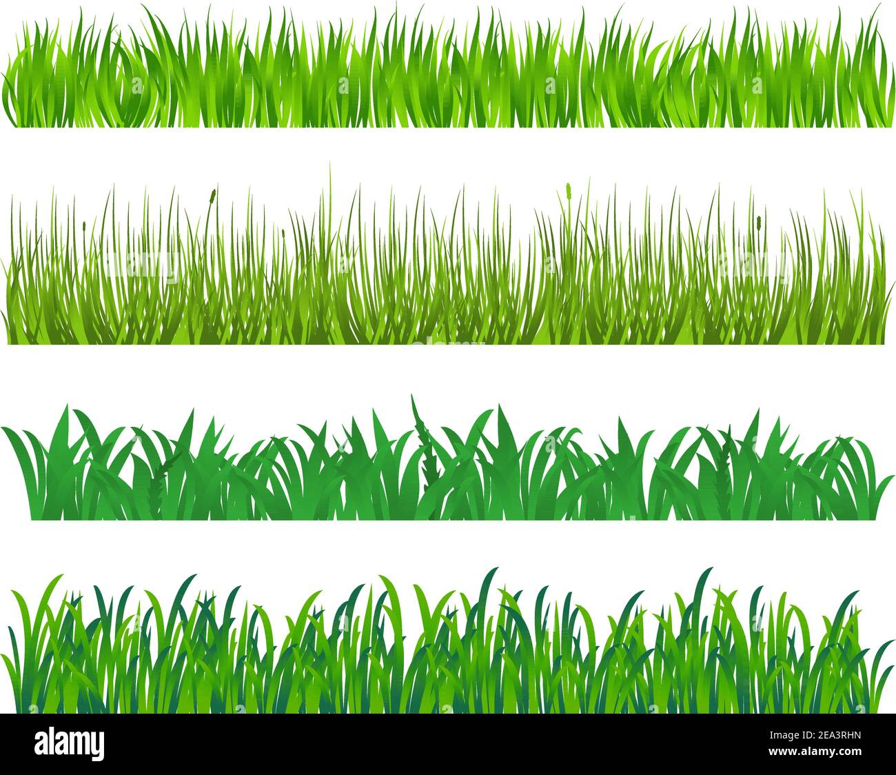 Green grass and field elements isolated on white background Stock ...
