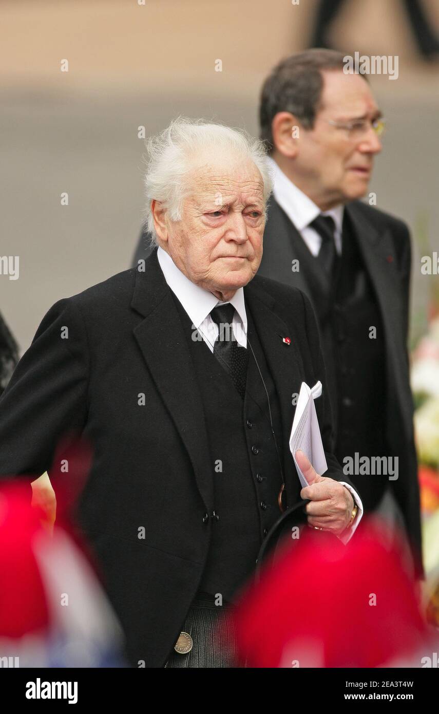 Academie Francaise member Maurice Druon and Robert Hossein arrive to ...