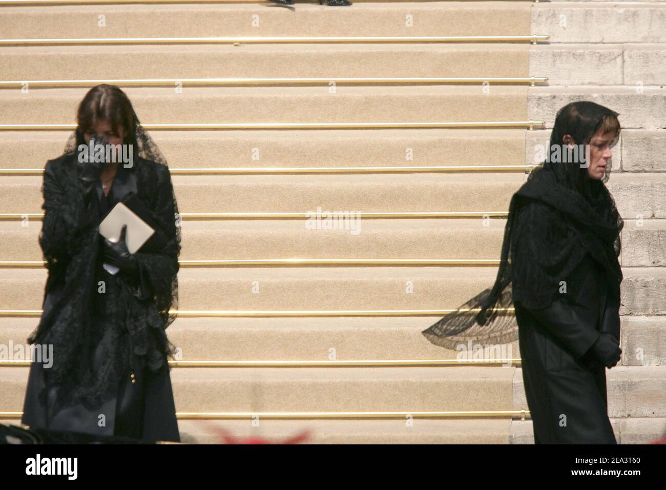 Princess Caroline (L) and Princess Stephanie attend the funeral service ...