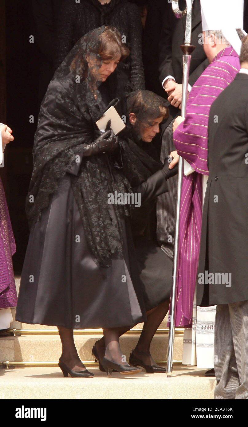 Princess Caroline and Princess Stephanie of Monaco attend the funeral ...