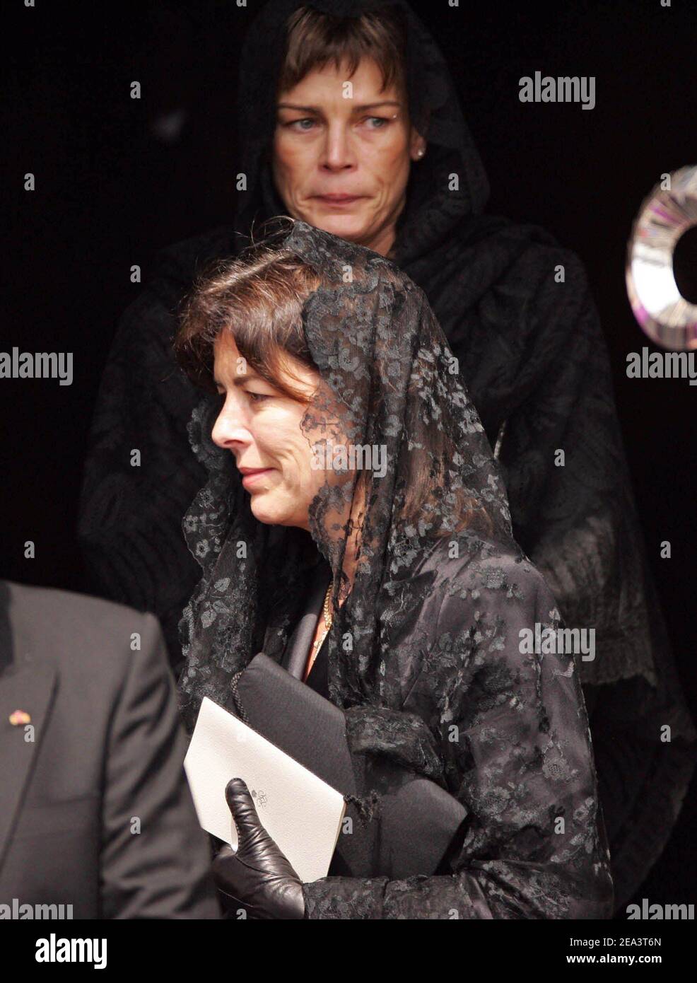 Princess Caroline and Princess Stephanie of Monaco attend the funeral ...