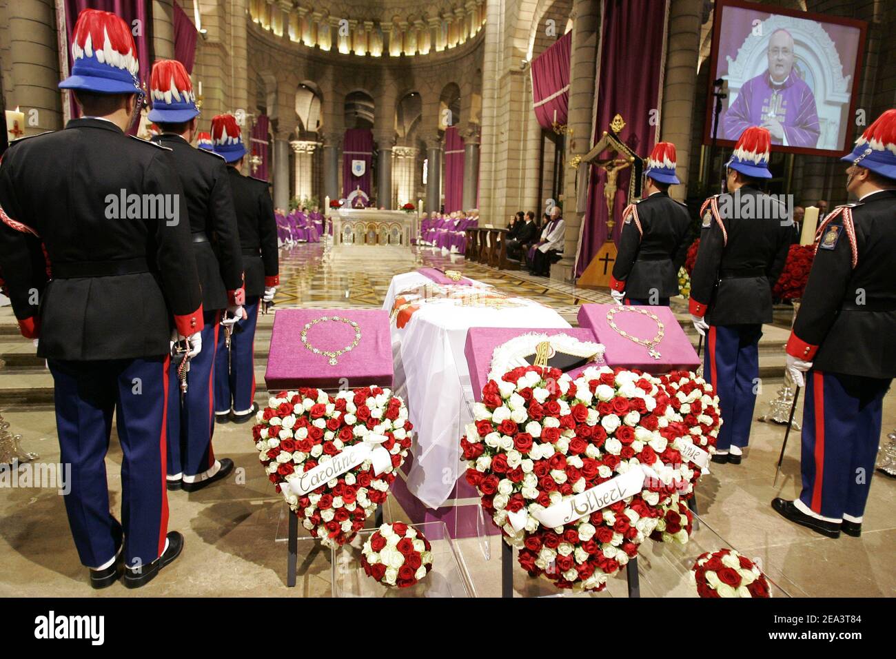 The funeral service for the late Prince Rainier III of Monaco at Saint ...