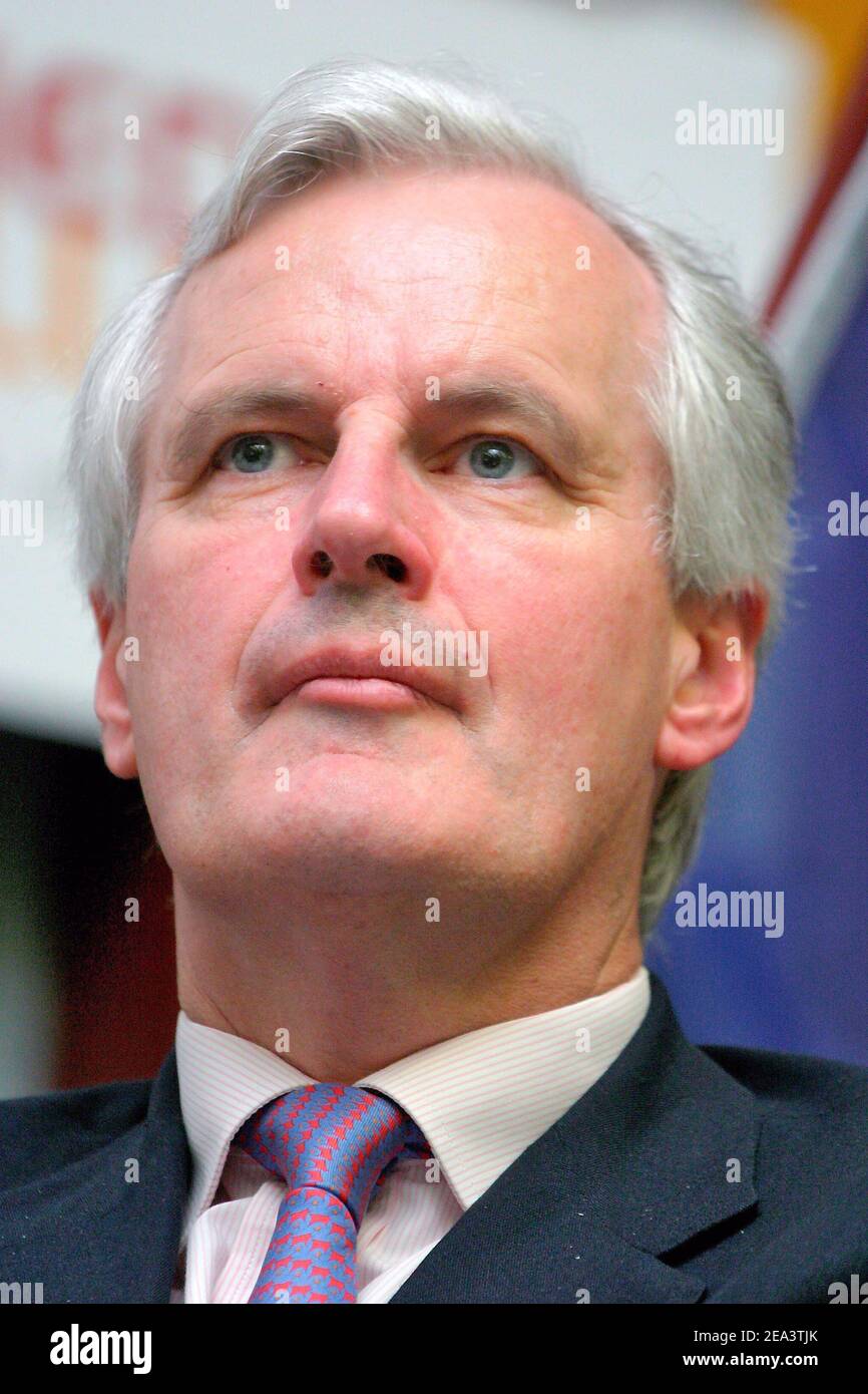 French Foreign affairs minister, Michel Barnier during a conference ...