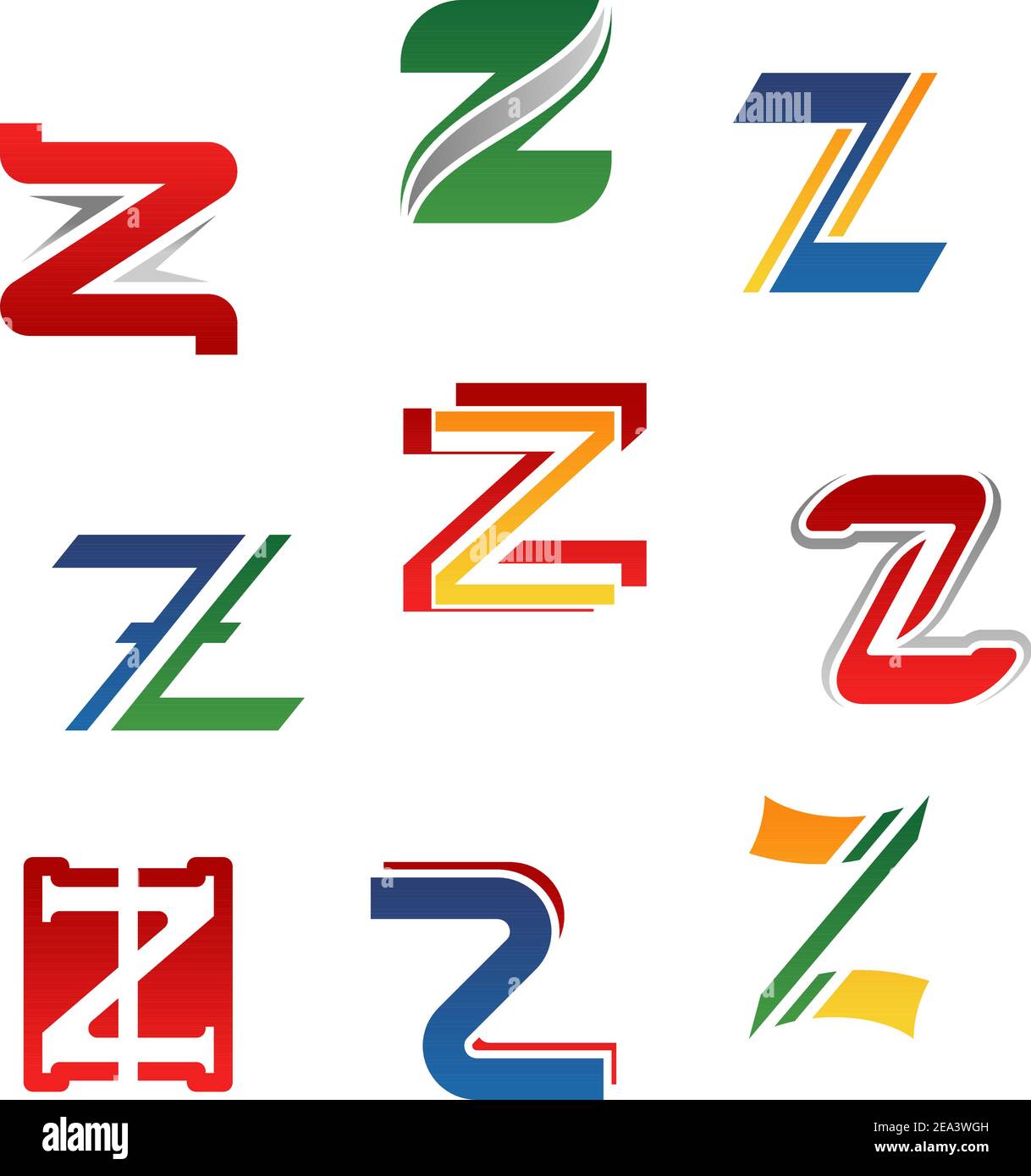 Set of alphabet symbols and elements of letter Z Stock Vector Image ...