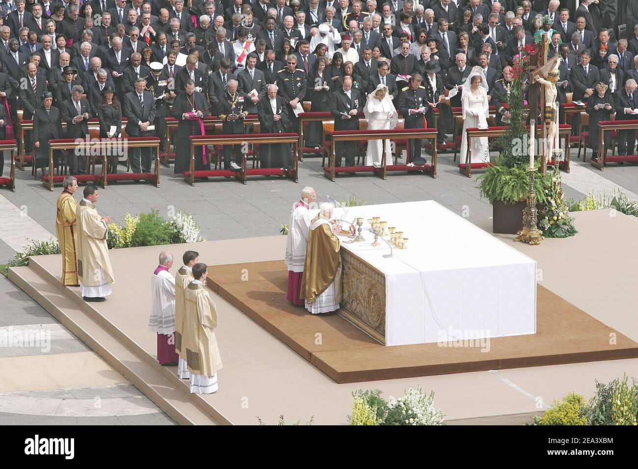 Pope Benedict XVI during his inaugural mass in St. Peter's Square in ...