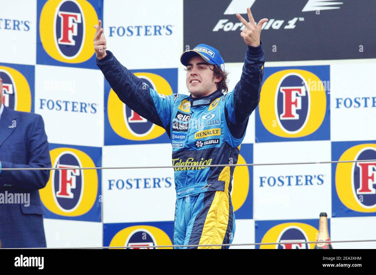 Spanish Formula One driver Fernando Alonso (team Renault) won the race ...