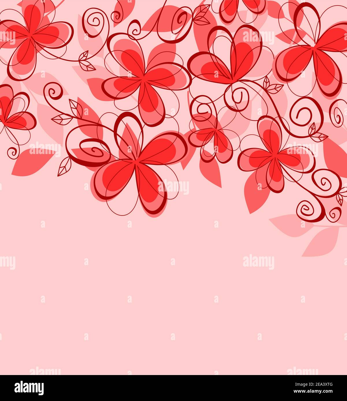 Colorful abstract floral background with red flowers for textile or ...