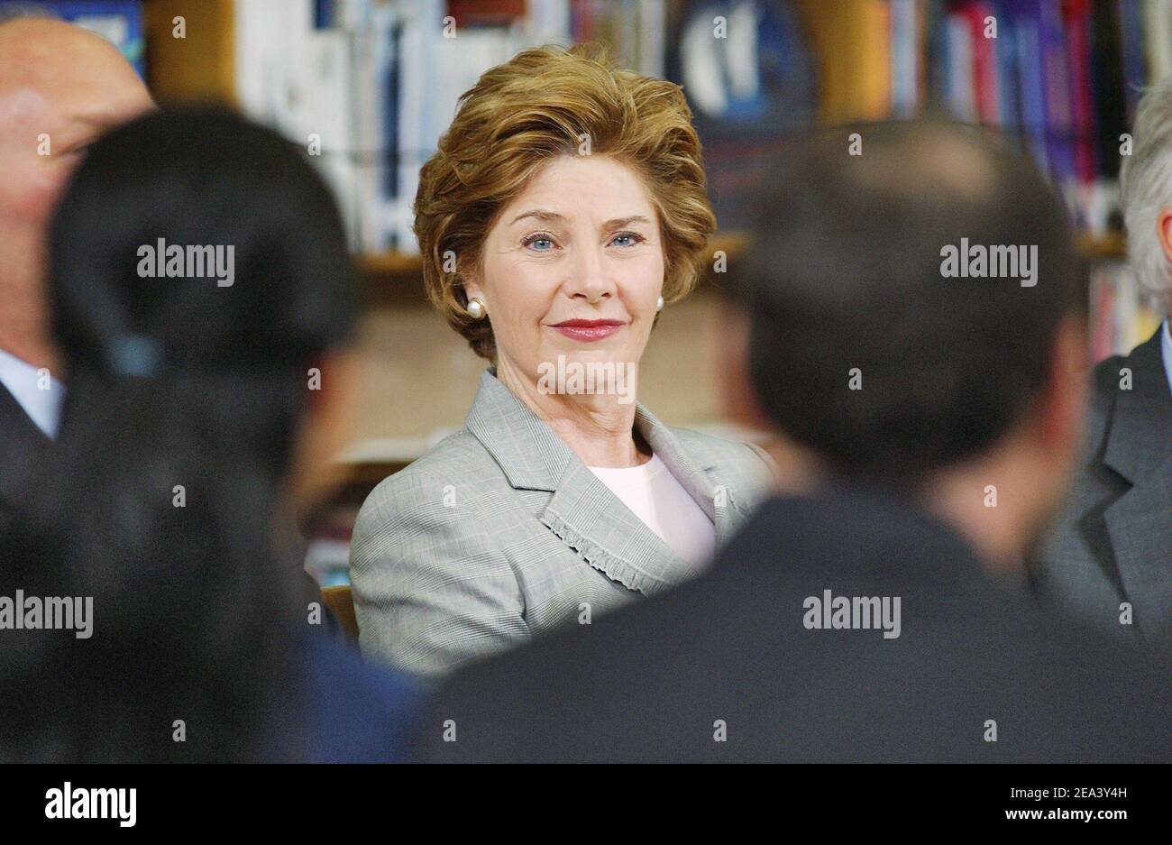 First Lady Laura Bush visits Sun Valley Middle School in Los Angeles ...