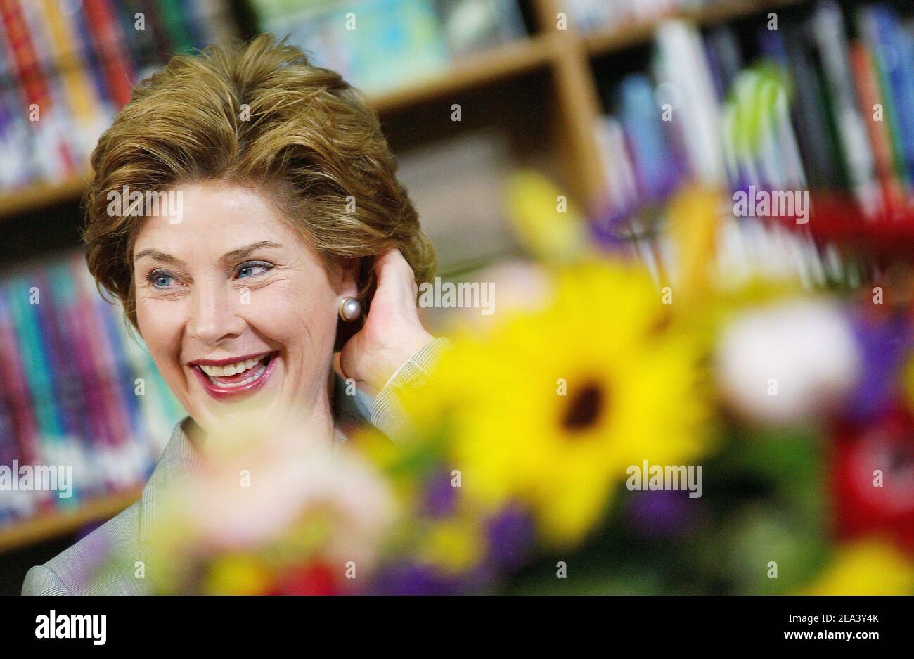 First Lady Laura Bush visits Sun Valley Middle School in Los Angeles ...