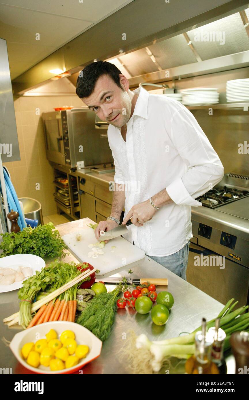 EXCLUSIVE. French TV program 'Queer' member, Xavier Anthony poses in the kitchen of Hotel de ...