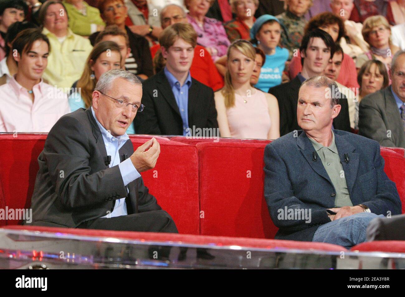 French former politician Francois Leotard (L) and writer Claude Lucas ...